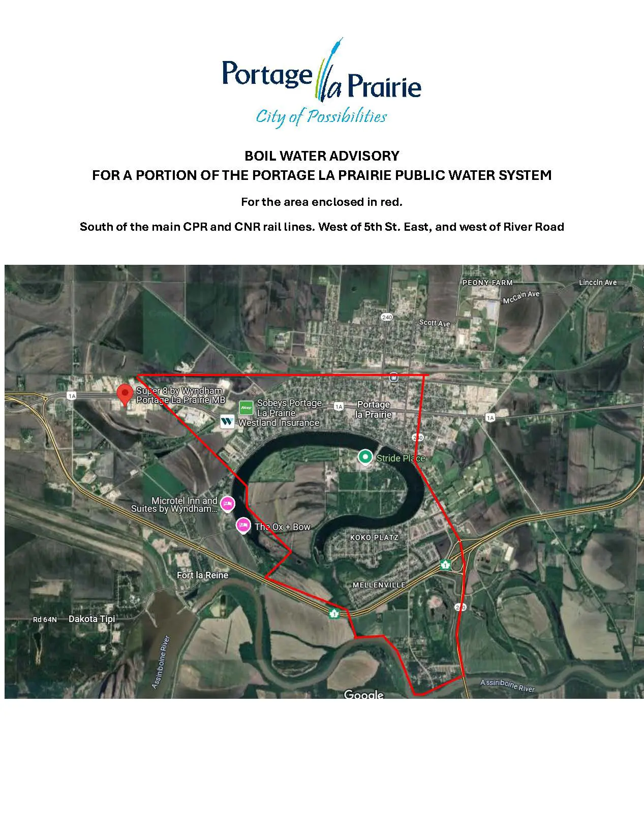 PUBLIC NOTICE - BOIL WATER ADVISORY IN THE CITY OF PORTAGE LA PRAIRIE ...